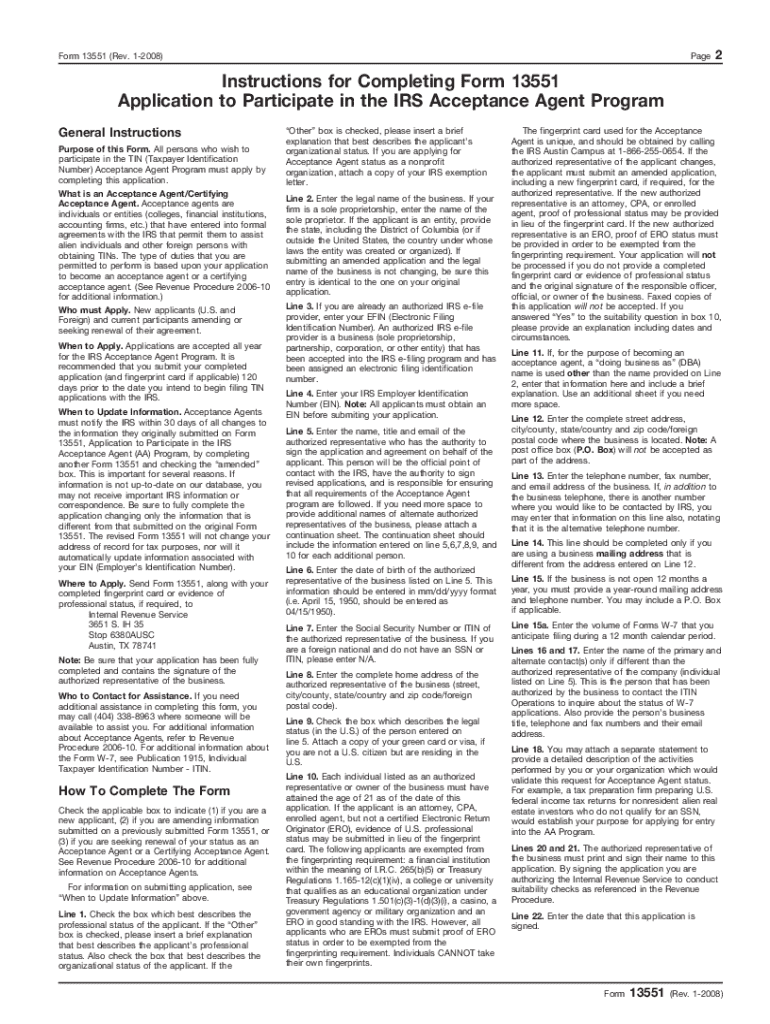 Fillable Online Application to Participate in the Irs Acceptance Agent ...