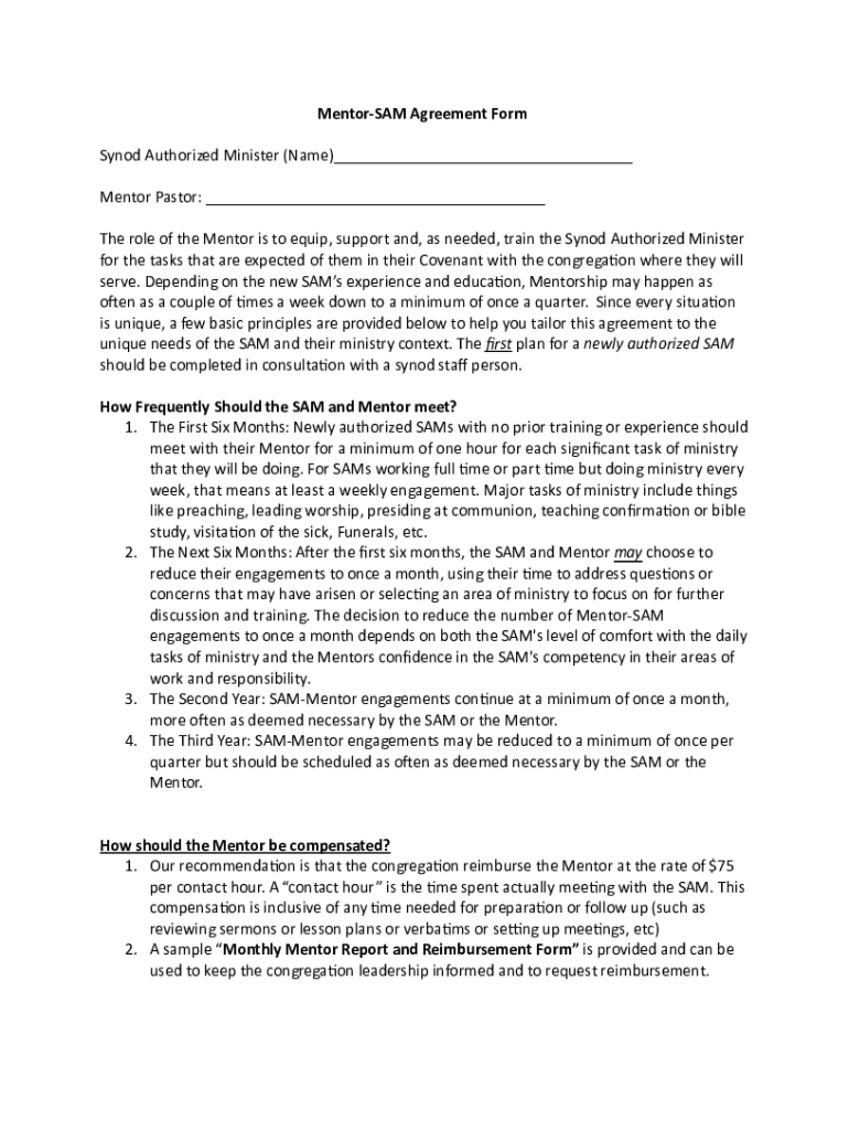 Fillable Online Mentor-sam Agreement Fax Email Print - pdfFiller