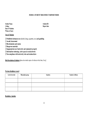 Fillable Online Student Misconduct Report Fax Email Print - pdfFiller