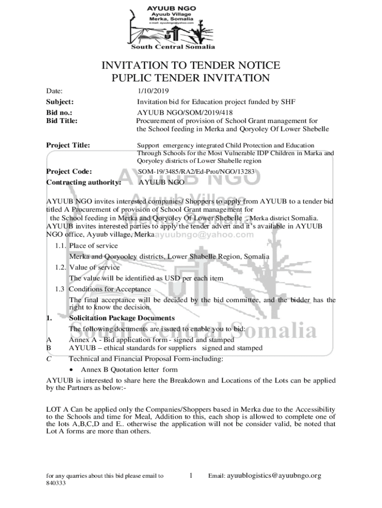 Fillable Online Invitation-to-Tender-notice-Procurement-of-provision-of ...