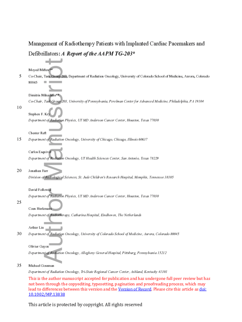 Fillable Online Management of Radiotherapy Patients With Implanted ...