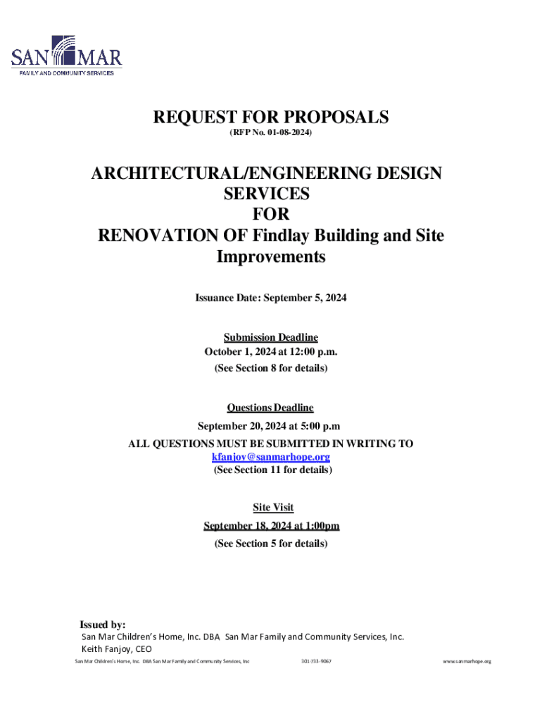 Fillable Online Request for Proposals for Renovation of Findlay Building and Site Improvements ...