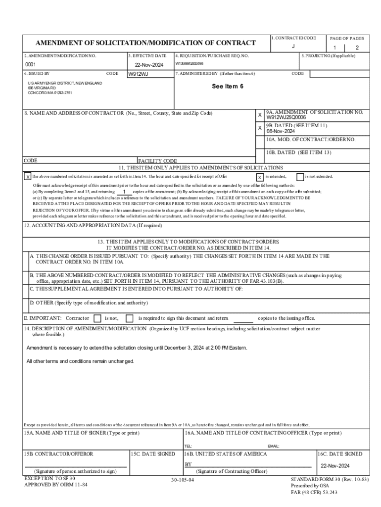 Fillable Online Amendment is necessary to extend the solicitation ...