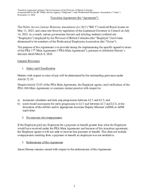 Fillable Online Transition Agreement Between the Government of the ...