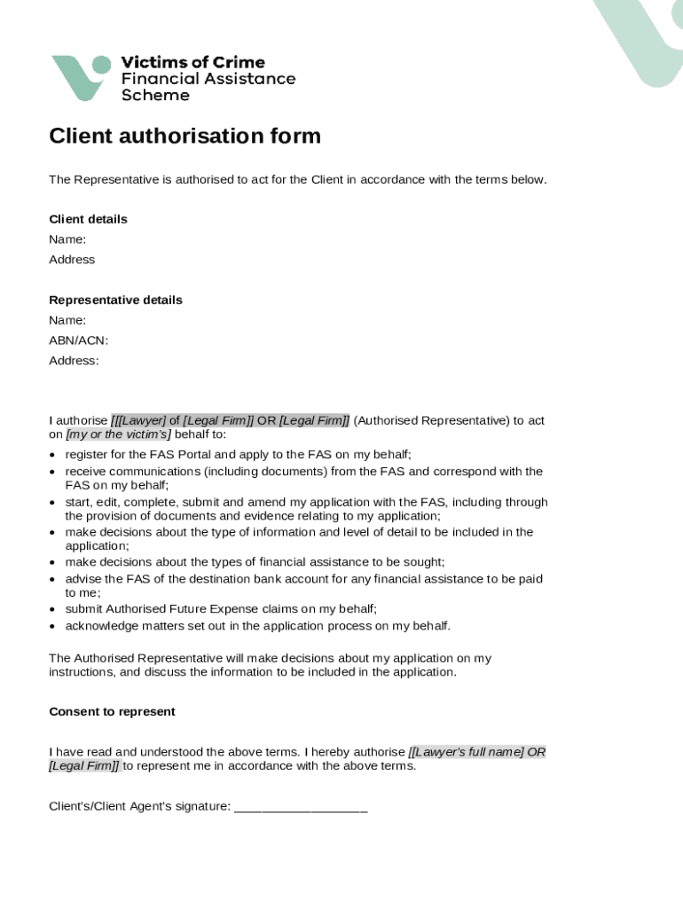 What is a Client Authorisation ? Doc Template | pdfFiller