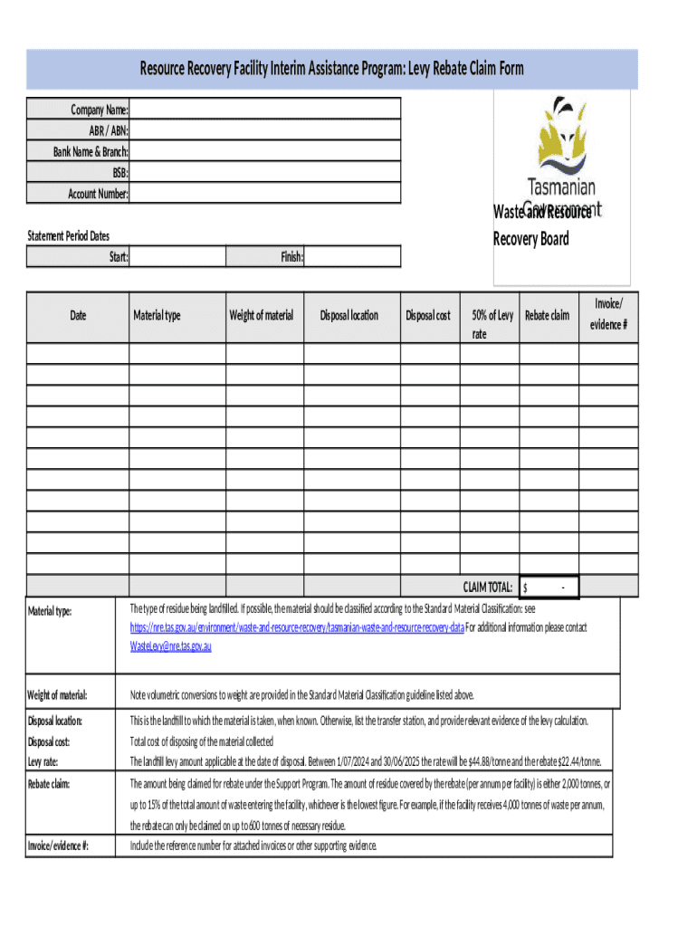 Resource Recovery Facility Interim Assistance Program.Claim (Word) Doc ...