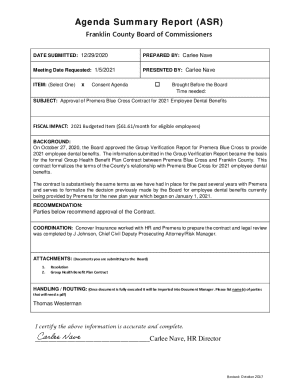 Fillable Online Approval of Premera Blue Cross Contract for 2021 ...