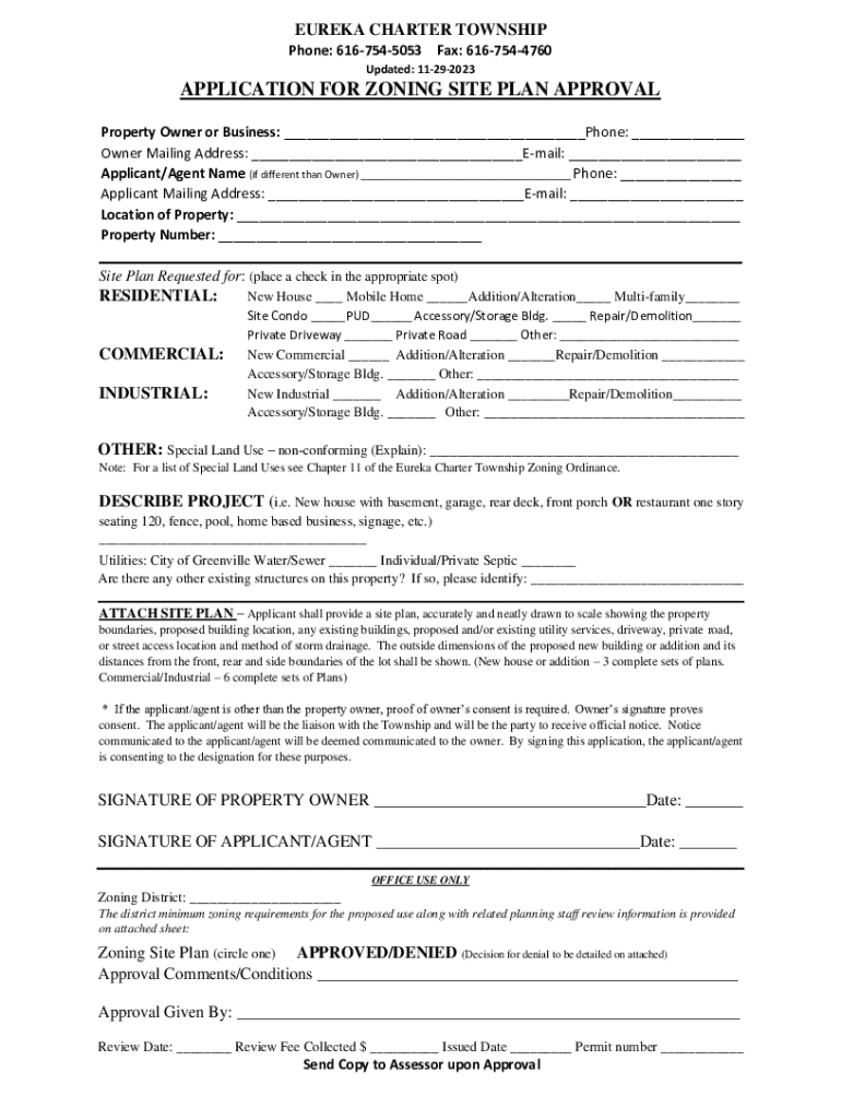 Fillable Online Application for Zoning Site Plan Approval Fax Email Print - pdfFiller