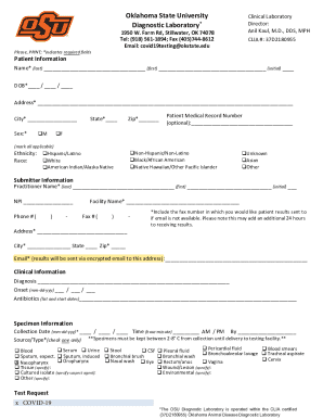 Fillable Online Covid-19 Testing Request Form - Oklahoma State ...