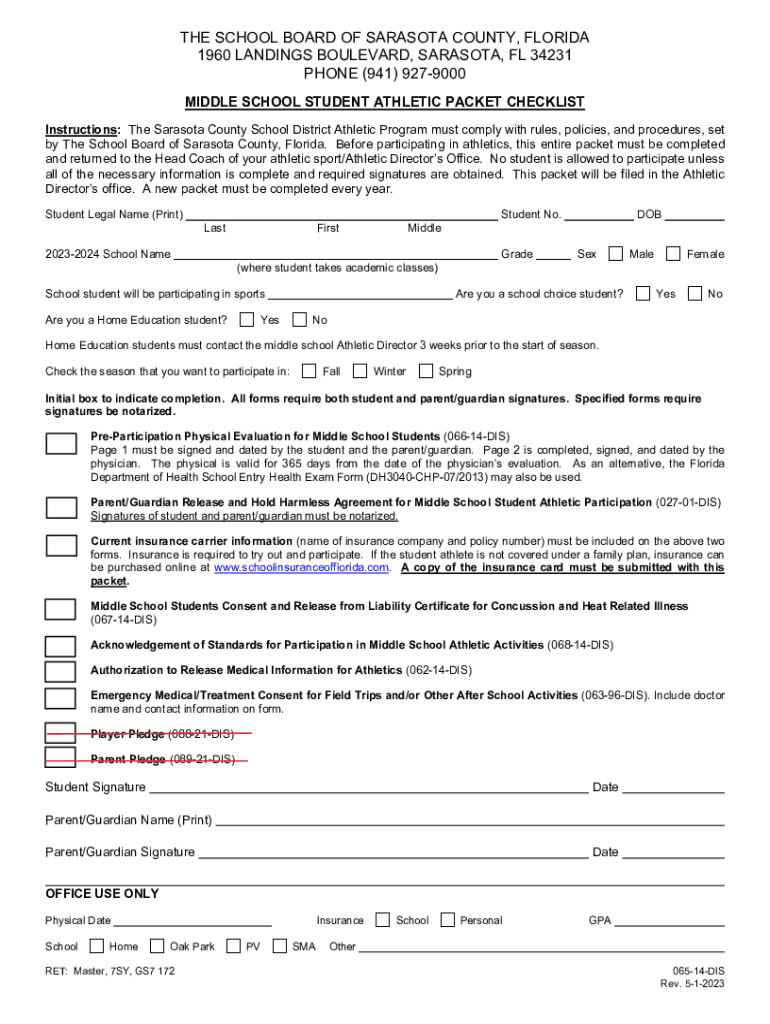 Fillable Online Middle School Student Athletic Participation Forms Fax Email Print - pdfFiller