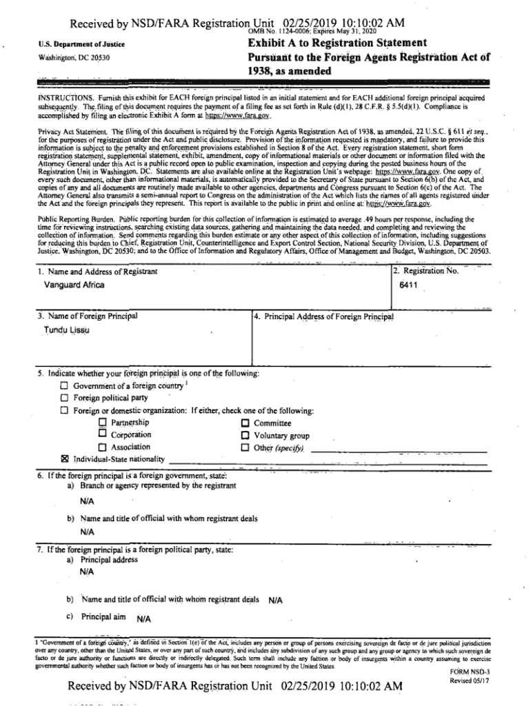 Fillable Online Foreign Agents Registration Act Exhibit a Fax Email ...