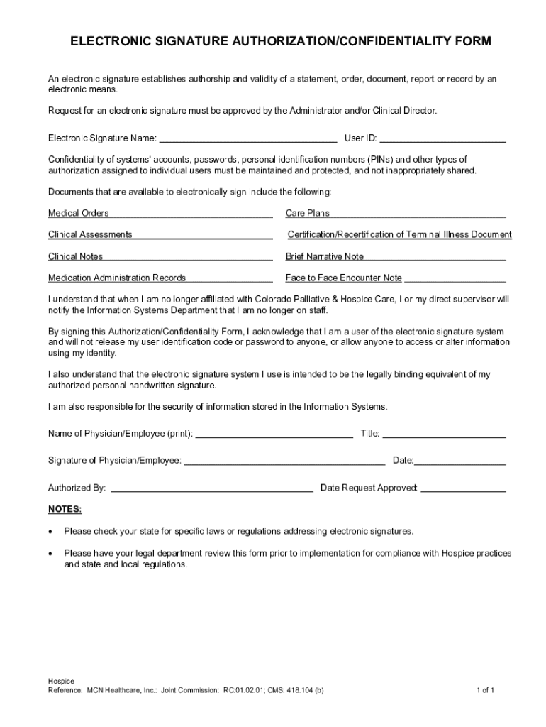 Fillable Online Electronic Signature Authorization and Confidentiality Agreement Fax Email Print ...