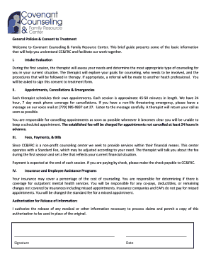 Fillable Online covenantcounseling Consent to Treatment Form - Covenant ...