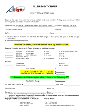Fillable Online Utility Order Forms - Show Technology Fax Email Print ...