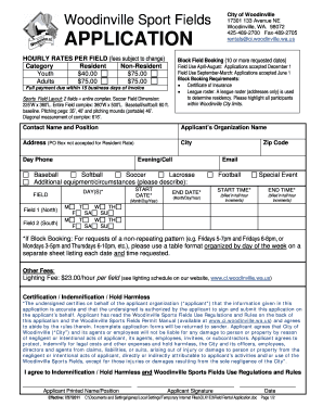 Fillable Online Field Rental Application Form and Fee Sheet Fax Email ...