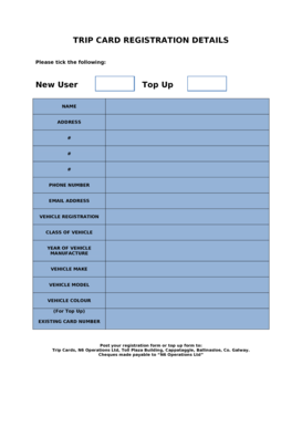Fillable Online Trip Card Registration Form - N6 Concession Fax Email ...