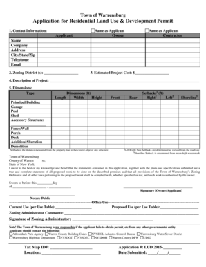 Fillable Online Application for Residential Land Use & Development ...