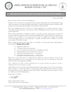 Fillable Online 2014 returning fanari counselor application form - Fanari Camp Fax Email Print ...