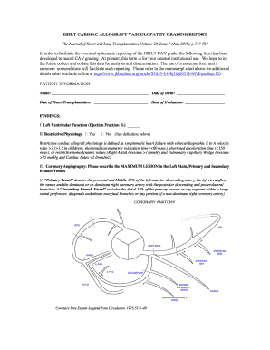 Fillable Online ishlt ISHLT CARDIAC ALLOGRAFT VASCULOPATHY GRADING ...