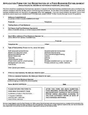 Fillable Online Food Premises Registration Form Fax Email Print - pdfFiller