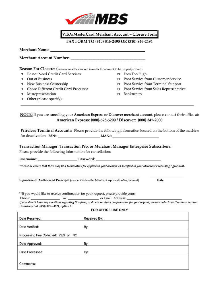 Fillable Online Updated Closure Form For mbs Account.pdf Fax Email ...