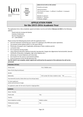 Fillable Online hesge APPLICATION FORM for the 2015-2016 ... - HES-SO ...