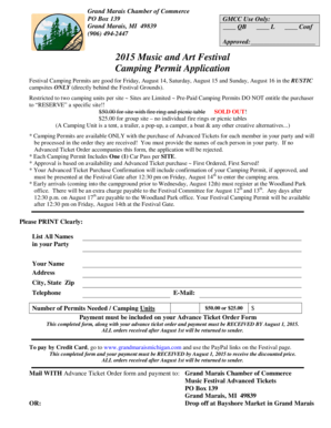 Fillable Online 2015 Application for Camping Permit Fax Email Print ...