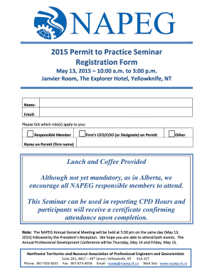 Fillable Online 2015 Permit to Practice Seminar Registration Form ...