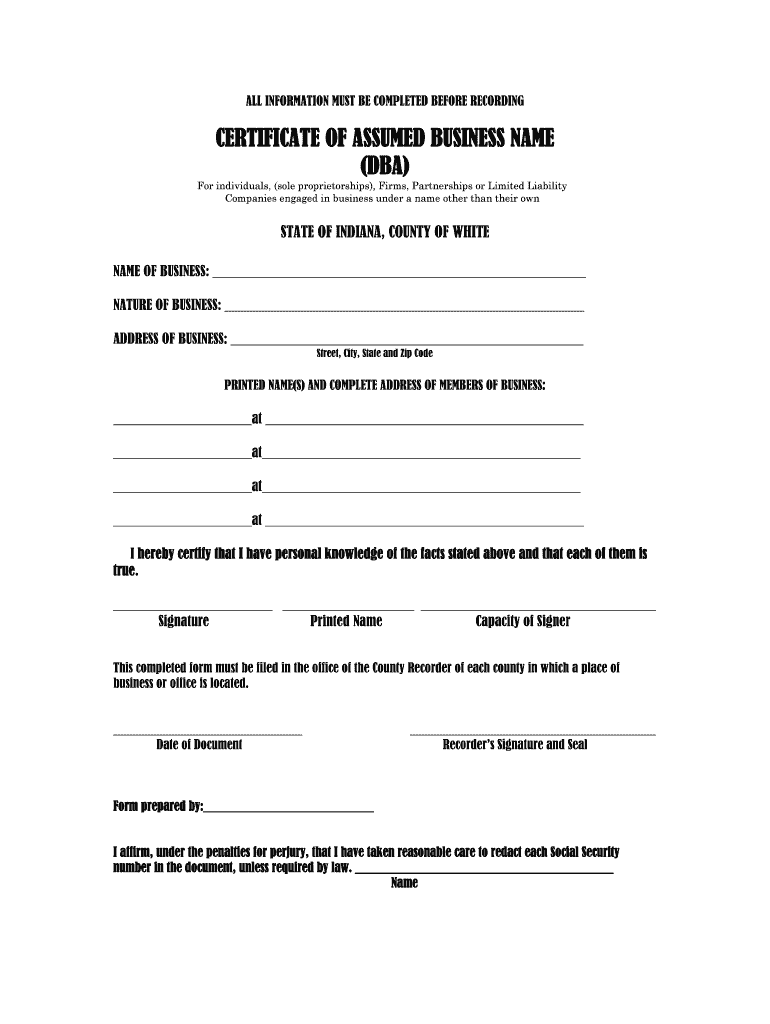 Fillable Online wcgconline CERTIFICATE OF ASSUMED BUSINESS NAME ...