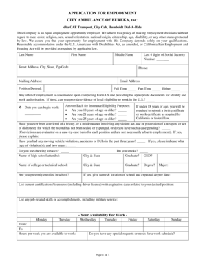 Fillable Online CAE Application for Employment - City Ambulance of ...