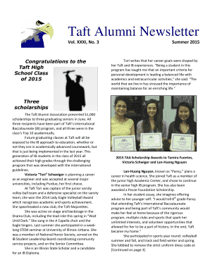 Fillable Online taftalumni 3 Congratulations to the Taft High School ...
