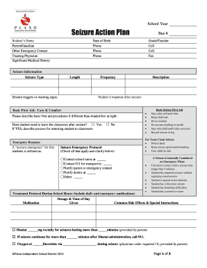 Fillable Online pisd Seizure Action Plan - Plano Independent School ...