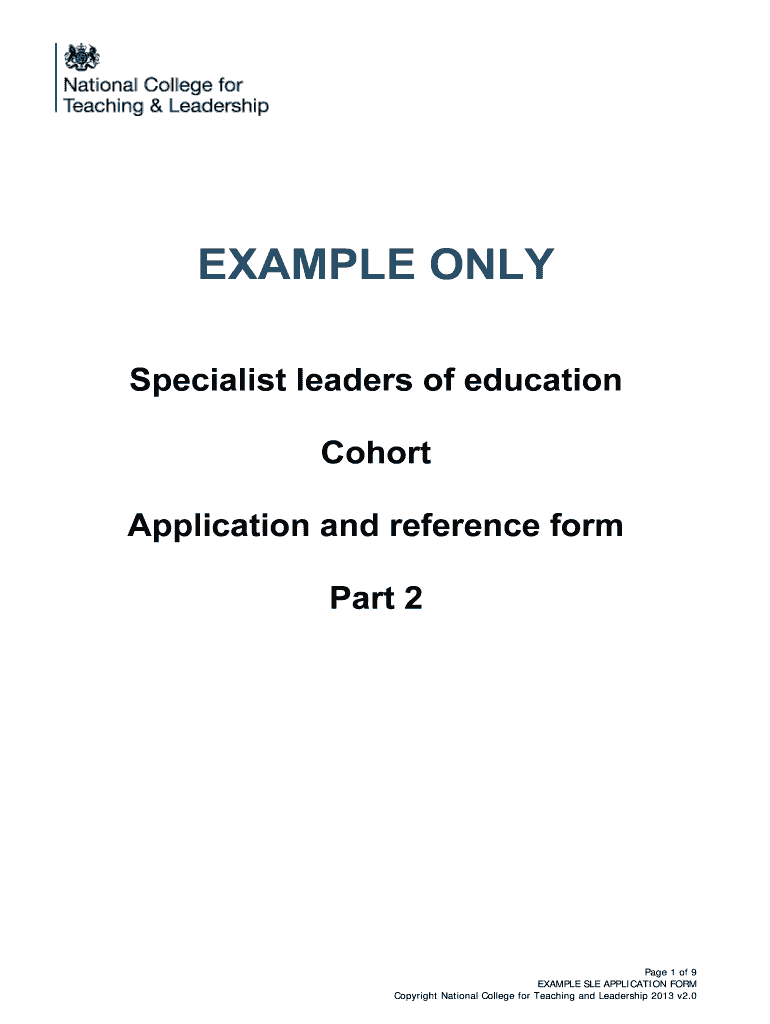 Fillable Online ptsa org Specialist leaders of education cohort 2 ...