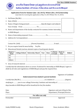 Fillable Online Application Form for Summer (Jun - Jul, 2015 ...