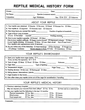 REPTILE MEDICAL HISTORY FORM - Oakview Veterinary... - Oakviewvet ...