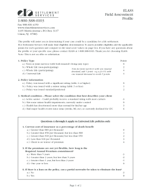 Fillable Online Field Assessment Form - ELA Settlement Fax Email Print ...