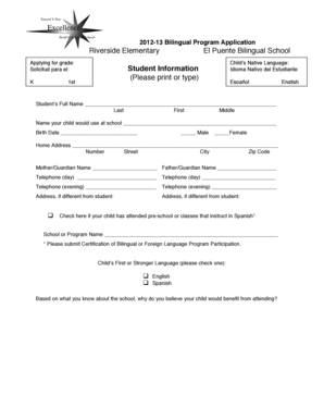 Fillable Online nclack k12 or 2012-13 Bilingual Program Application ...