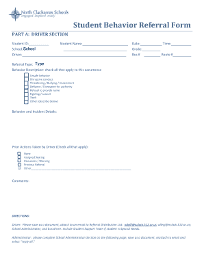 Fillable Online nclack k12 or Student Behavior Referral Form Fax Email ...