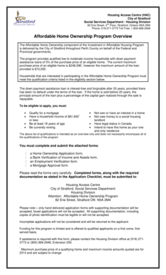 Fillable Online Affordable Home Ownership Program Overview - City of ...
