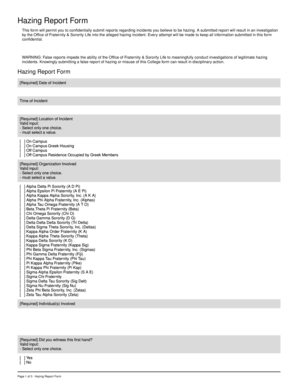 Fillable Online Hazing Report Form - OrgSync Fax Email Print - pdfFiller
