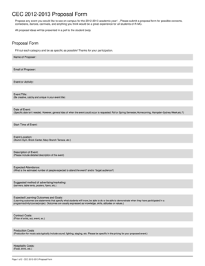 Fillable Online CEC 2012-2013 Proposal Form - OrgSync Fax Email Print ...