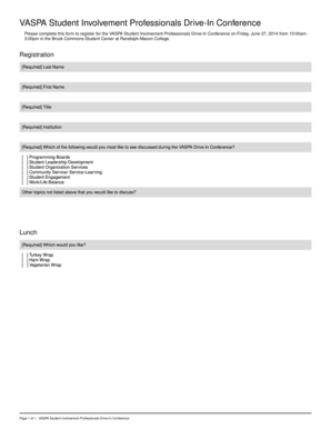 Fillable Online VASPA Student Involvement Professionals Drive-In ...