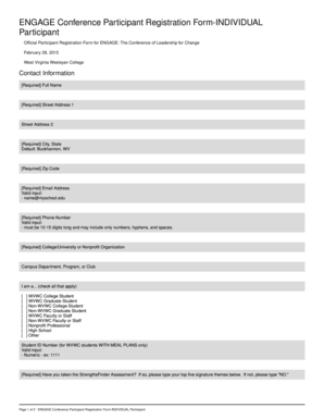 Fillable Online ENGAGE Conference Participant Registration Form ...