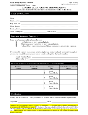 Fillable Online Asbestos claim form - Kazan, McClain, Satterley ...