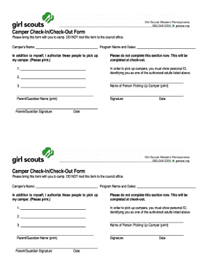 Fillable Online gswpa Camper Check-In/Check-Out Form Camper Check-In ...