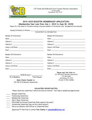 Fillable Online cdschools 2015 Join the Booster Club - Central Dauphin ...