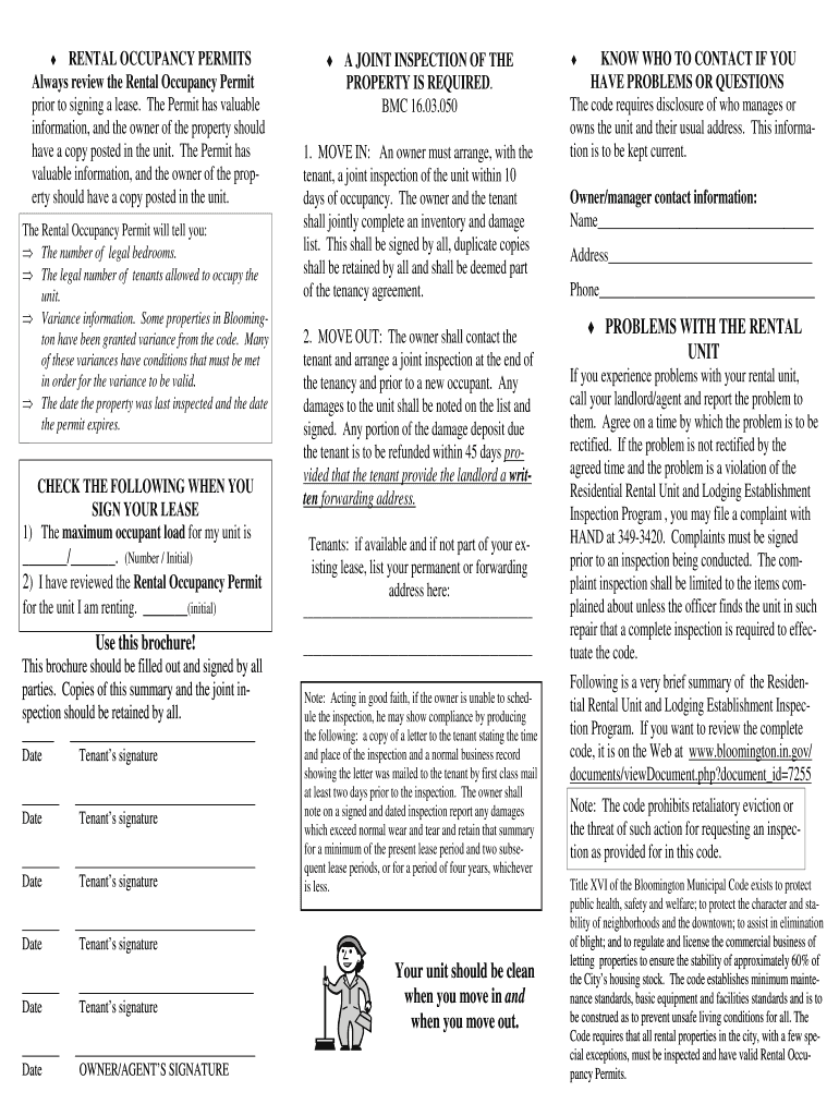 Fillable Online RENTAL OCCUPANCY PERMITS Fax Email Print - pdfFiller