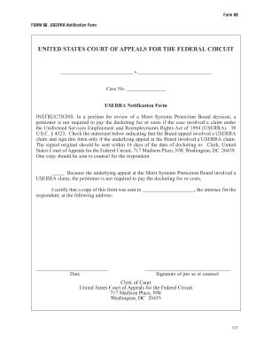 Fillable Online cafc uscourts FORM 6B. USERRA Notification Form - US ...