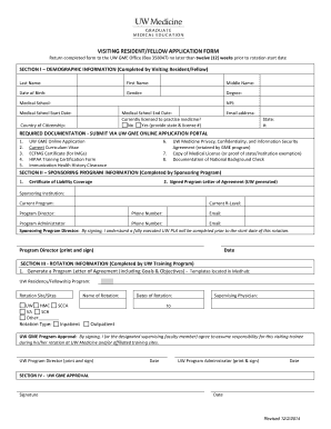 Fillable Online VISITING RESIDENT/FELLOW APPLICATION FORM - UW Medicine ...