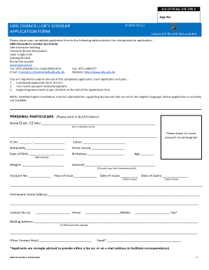 Fillable Online Application Form - Universiti Brunei Darussalam Fax ...